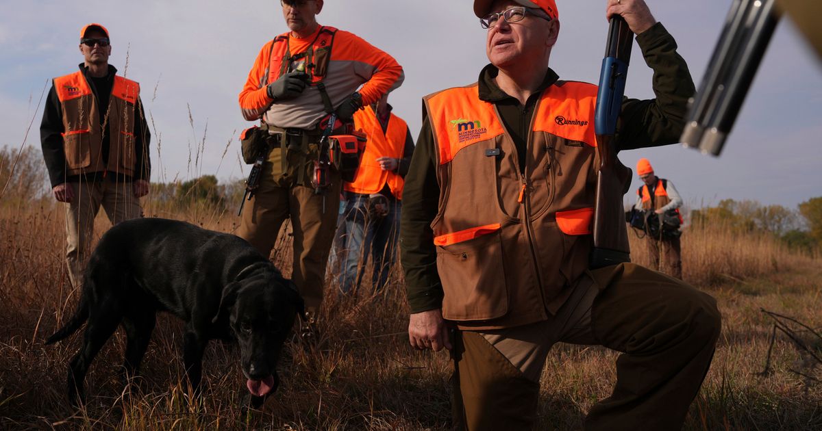 Walz tramps through tall grass but bags no birds as pheasant hunting ...