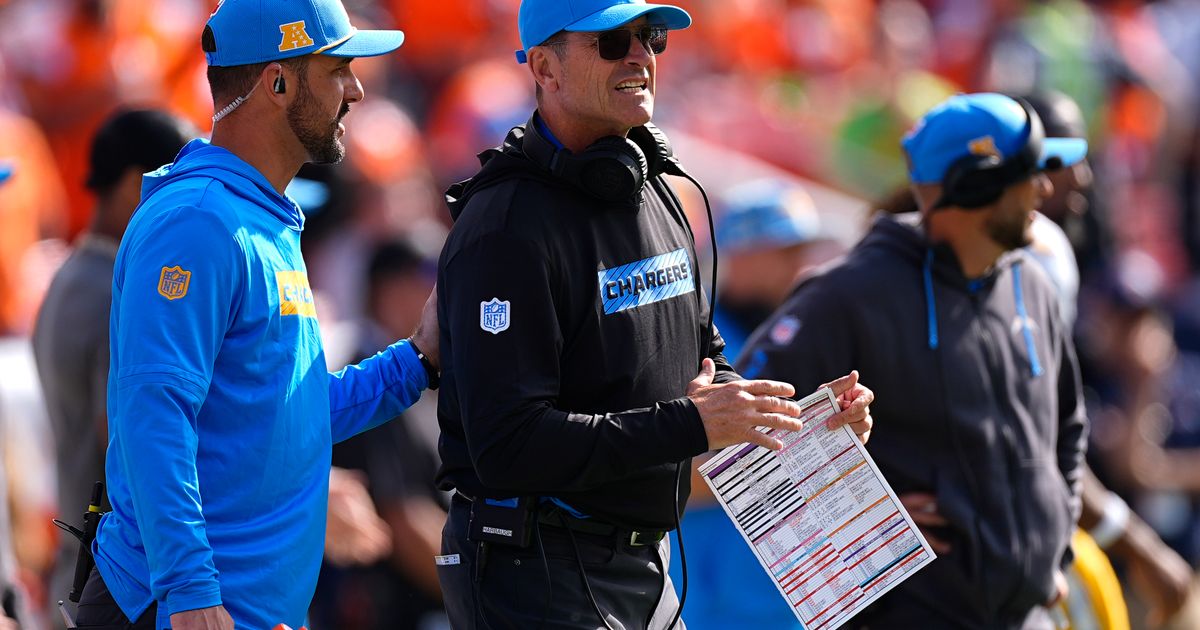 Chargers coach Jim Harbaugh wearing heart monitor, taking blood thinner after irregular ...