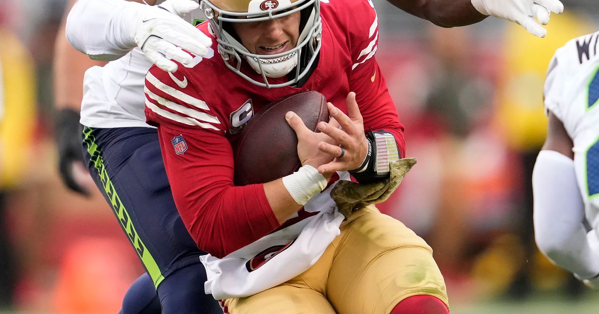 Brock Purdy will miss Sunday’s game for the 49ers with a shoulder ...