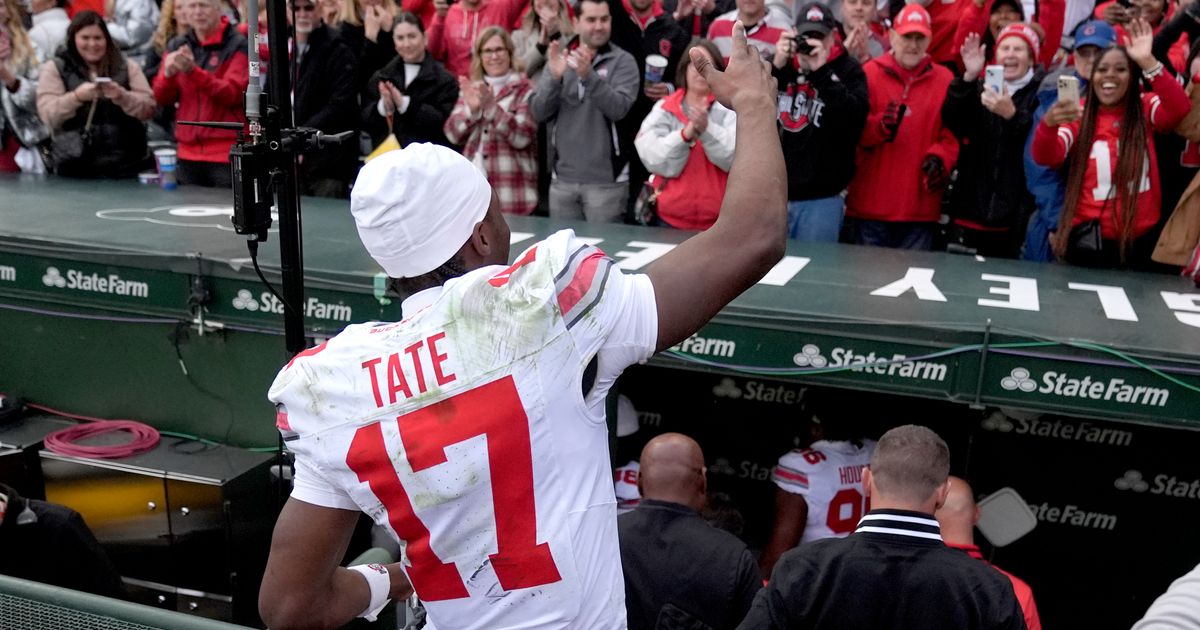 Ohio State receiver Carnell Tate scores two touchdowns in his Chicago ...