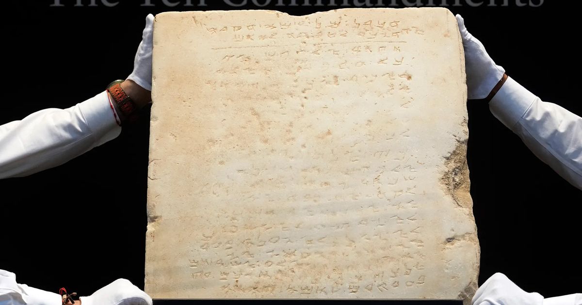 Oldest known stone tablet inscribed with the Ten Commandments sells for ...