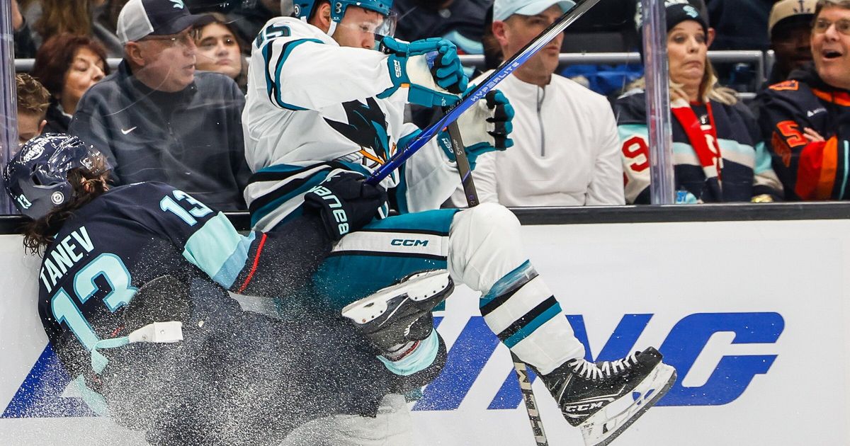 Photos: Sharks visit Kraken | The Seattle Times