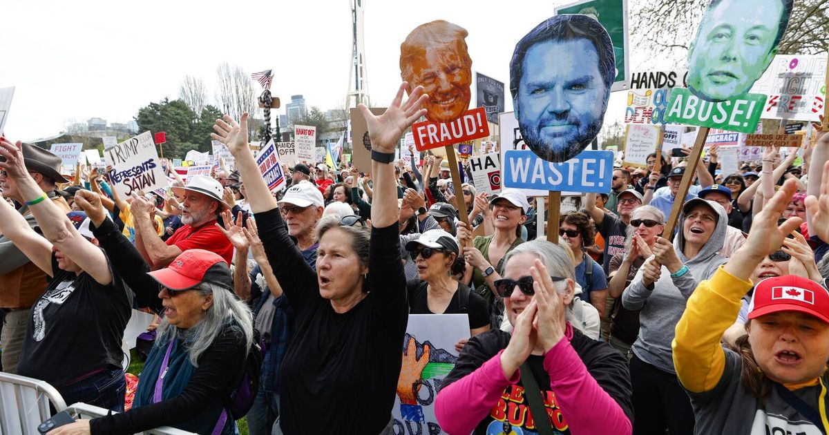 Photos: ‘Hands Off’ protesters in WA decry actions by Trump, Musk | The ...