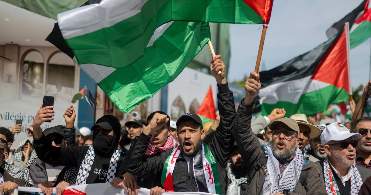 Moroccans protest Israel’s offensive in Gaza and take aim at Trump ...