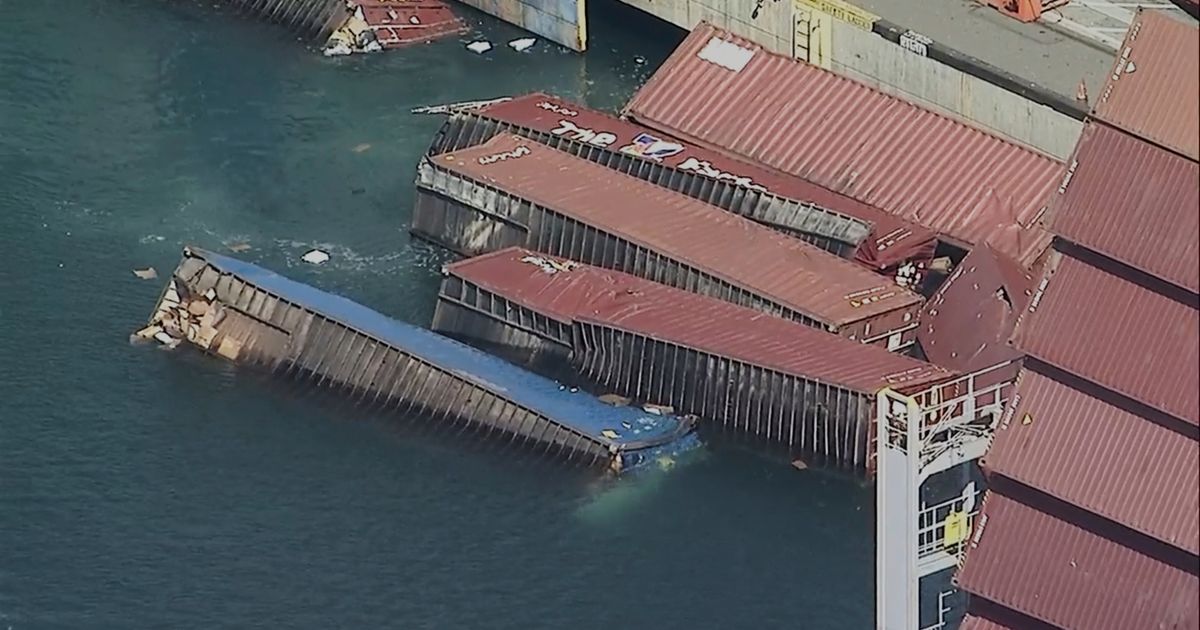 More than 60 containers fall off ship in Long Beach port | The Seattle ...