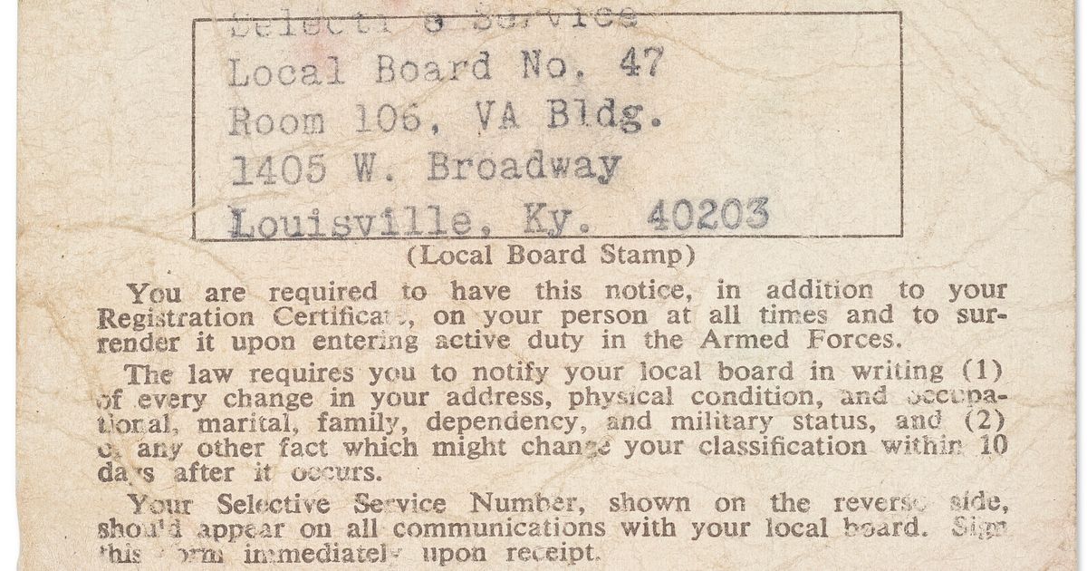 Muhammad Ali’s unsigned draft card to be auctioned | The Seattle Times