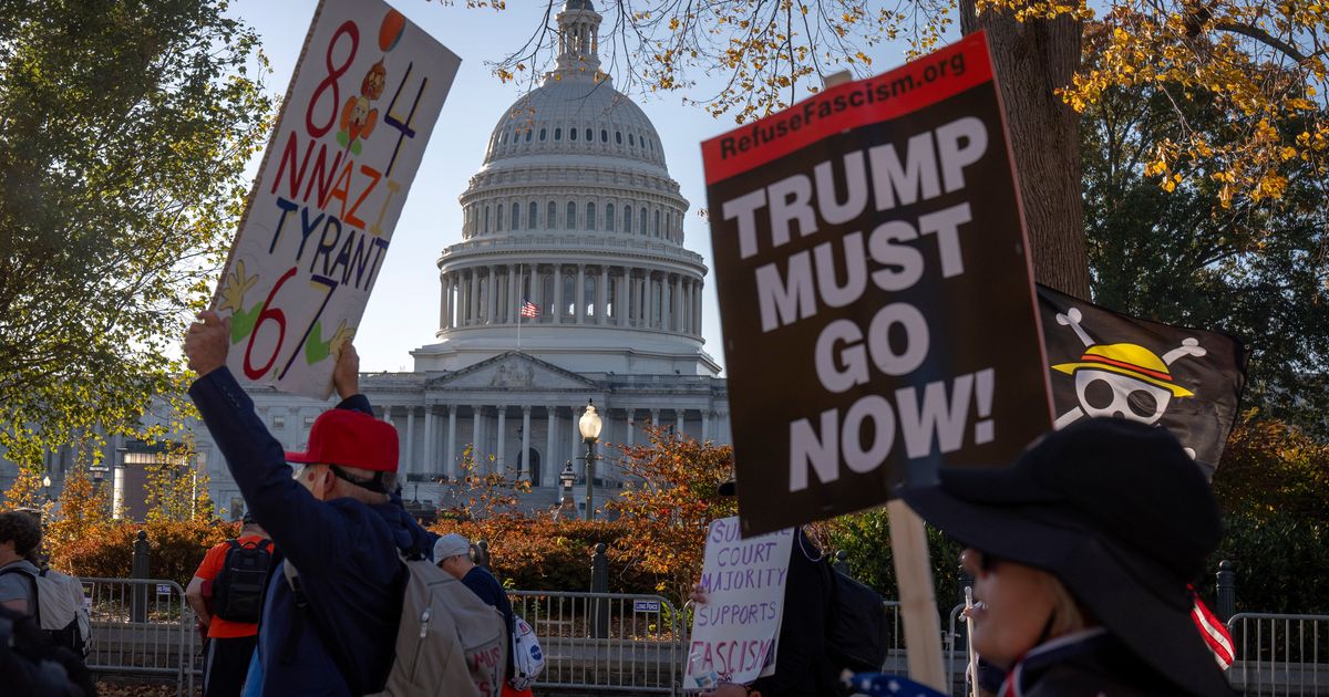 Democratic electoral wins re-energize protesters at an anti-Trump rally ...