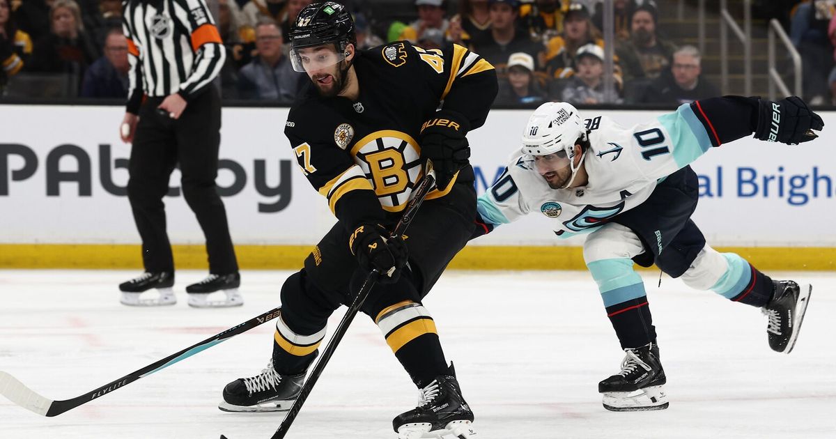 Seattle Kraken give up early goal, never lead in loss to Boston Bruins ...