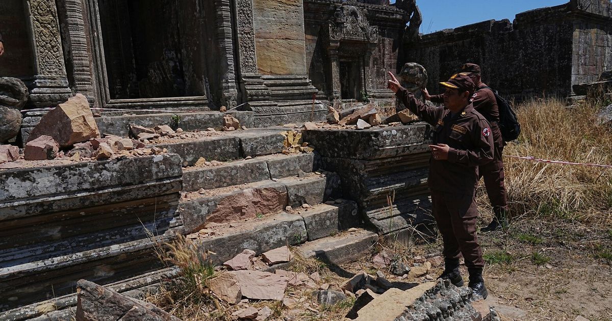 A 1,000-year-old cliff-top temple lies battered after Cambodia-Thailand ...