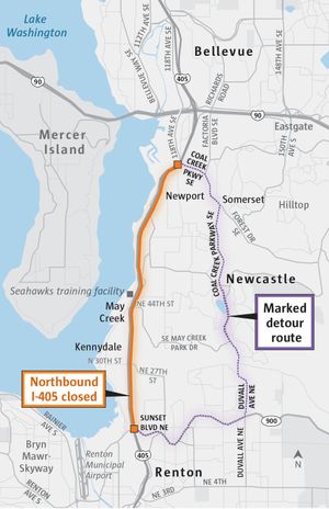 Another I-405 closure to complicate weekend traffic | The Seattle Times